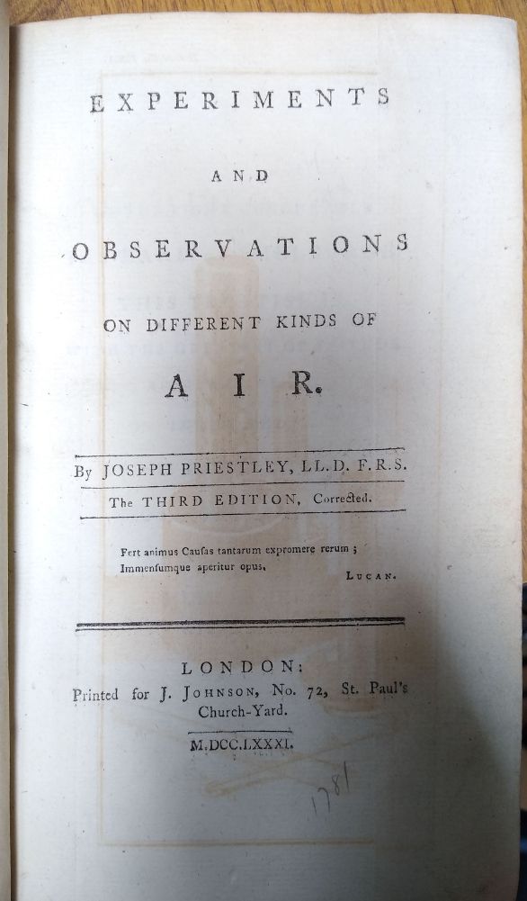 Experiments and Observations on Different Kinds of Air.